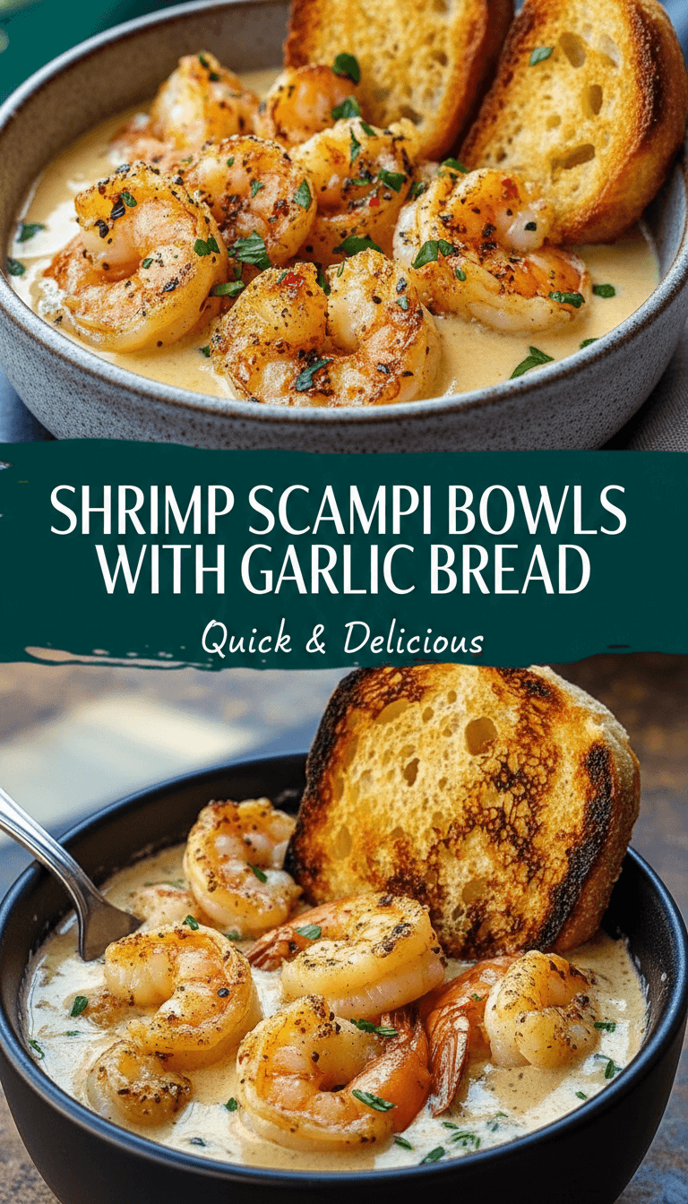 Shrimp Scampi Bowls with Garlic Bread – Recipe Delight